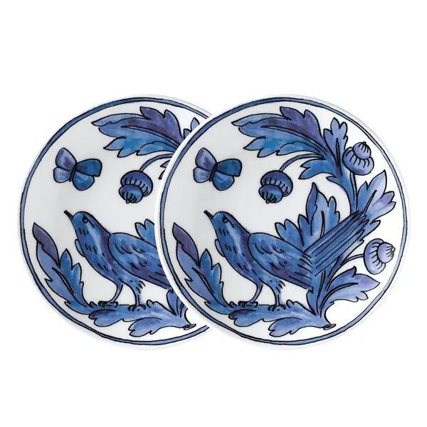 Twig New York Blue / White H. Blue Bird Set Of Two Appetizer Plates