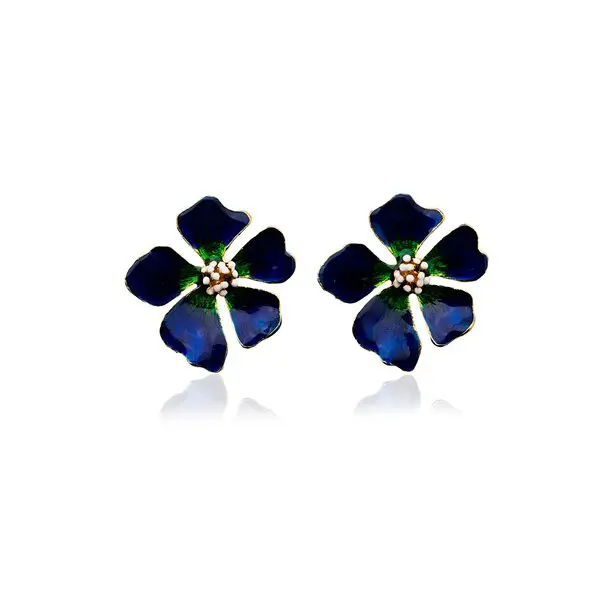 MILOU JEWELRY Wild Rose Flower Earrings - Blue/green