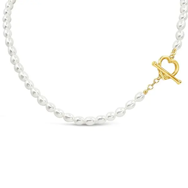 LUTIRO Heart Toggle Clasp Freshwater Pearl Necklace