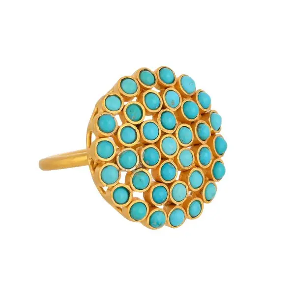 OPIUM JEWELS Starburst Arizona Turquoise Ring - Gold/blue