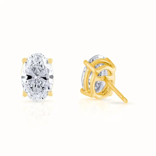 AVIR NEW YORK Solid Gold Lab Grown Diamond Stud Earrings - Yellow