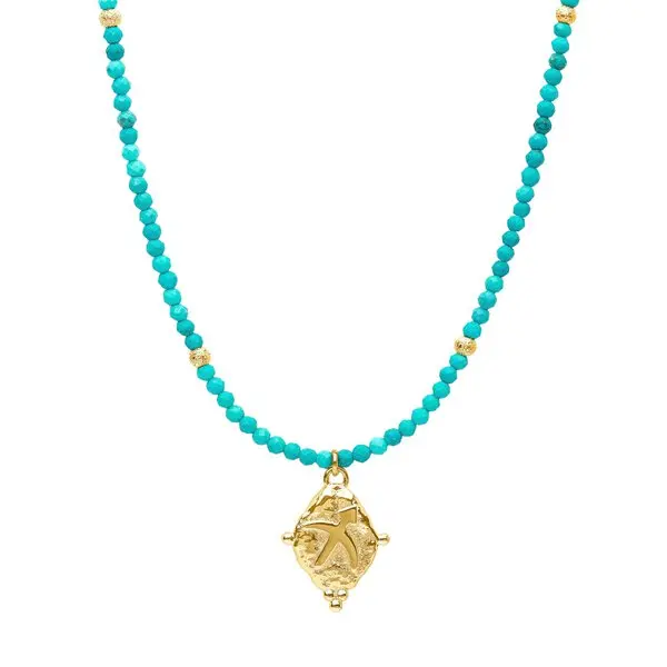 SEVEN SAINTS Sagittarius Gemstone Choker Necklace - Blue/gold
