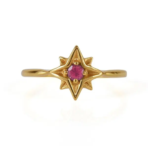 CHARLOTTE'S WEB JEWELLERY Guiding North Star Vermeil Rhodolite Garnet Ring - Gold