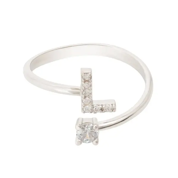 LATELITA Initial Ring - White/silver