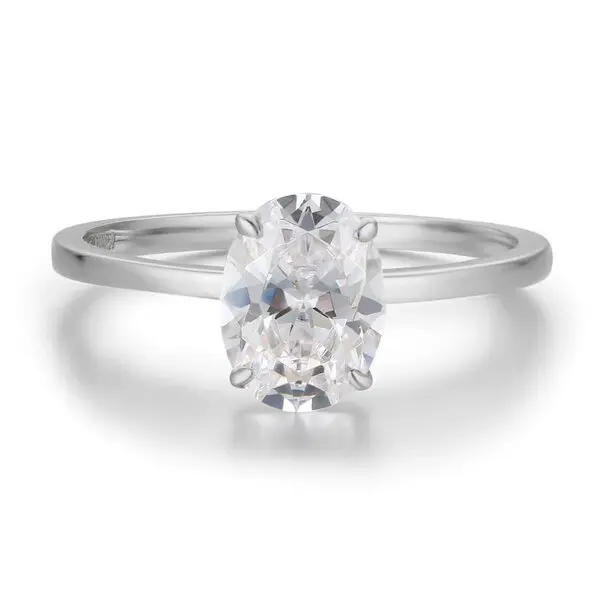 AZURA JEWELRY NEW YORK Hidden Ruby Heart Oval Moissanite Ring - Silver