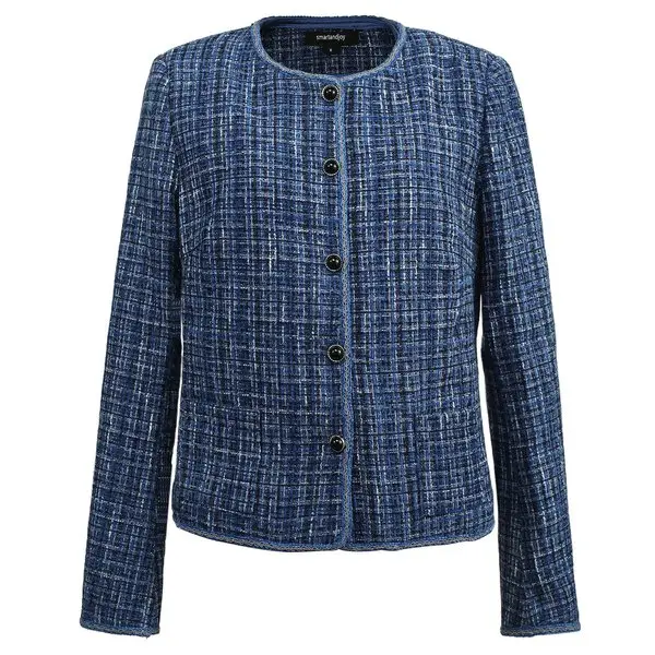 SMART AND JOY Tweed Round Neck Jacket