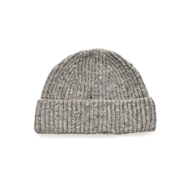 OUBAS Donegal Merino Wool Beanie Hat - Grey