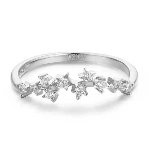 AZURA JEWELRY NEW YORK Starry Night White Gold Vermeil Ring - Silver