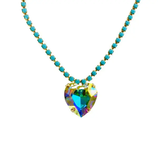 THE PINK REEF Heart Pendant Necklace - Blue/yellow