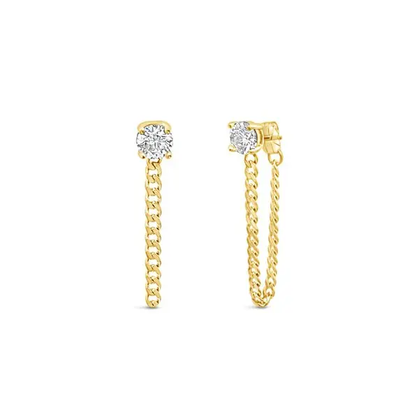 LUTIRO Curb Chain Stud Earrings With Zirconia