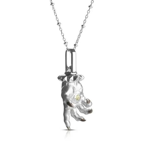 KASUN Hand Of The Protector Peridot Pendant - Silver