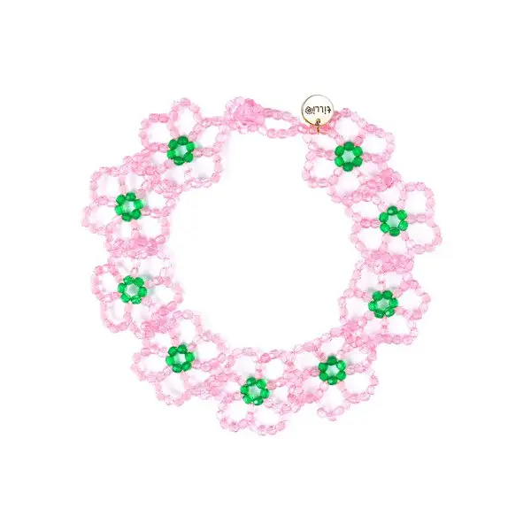 TILLIE BEADS Blossom Flat Open Flower Bead Necklace - Pink
