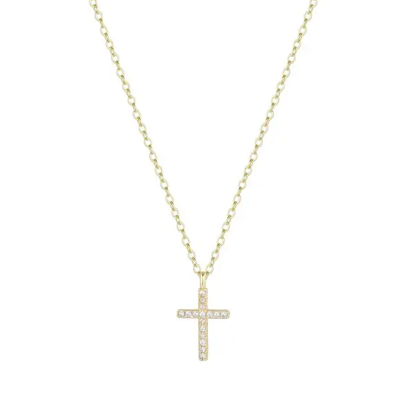 KAMARIA Mini Cross Necklace With Crystal Accents - Gold