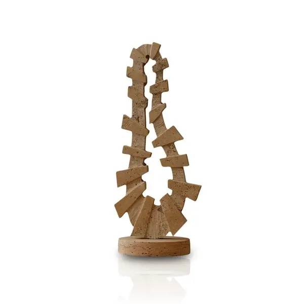 MARLETH Neutrals Handmade Travertine Carved Sculpture, Natural - Beige
