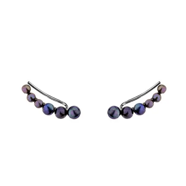 SALLY SKOUFIS Luna Ear Climber With Natural Pearl - Black
