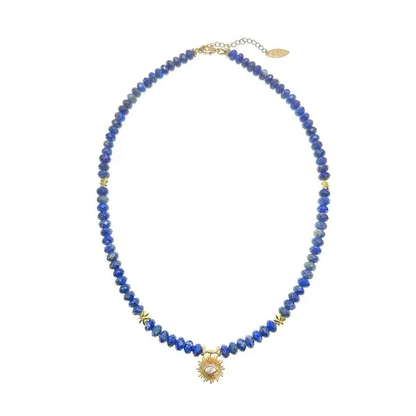 FARRA Lapis Lazuli Evil Eye Pendant Necklace - Blue