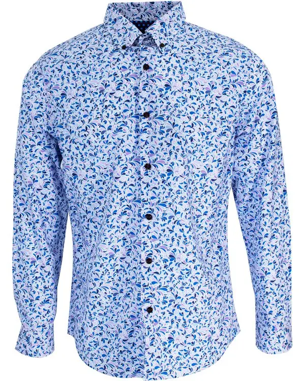 LORDS OF HARLECH Purple / Blue Mitchell Small Swirl Shirt In Lavender - Purple/blue