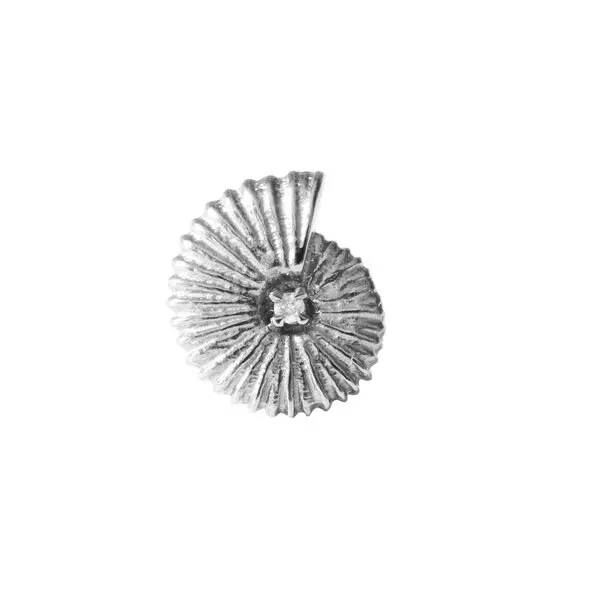 LEE RENEE Ammonite Diamond Lapel Pin - Silver