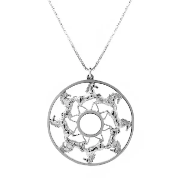 LEE RENEE Horse Medallion Necklace - Silver