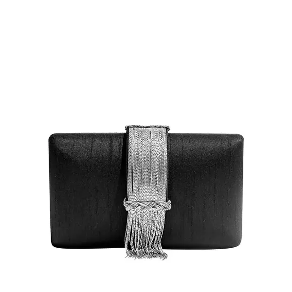SIMITRI Midnight Fringe Clutch - Black/silver