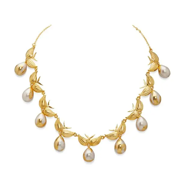 DHWANI BANSAL Zooni Necklace With Baroque Pearls - Gold/white
