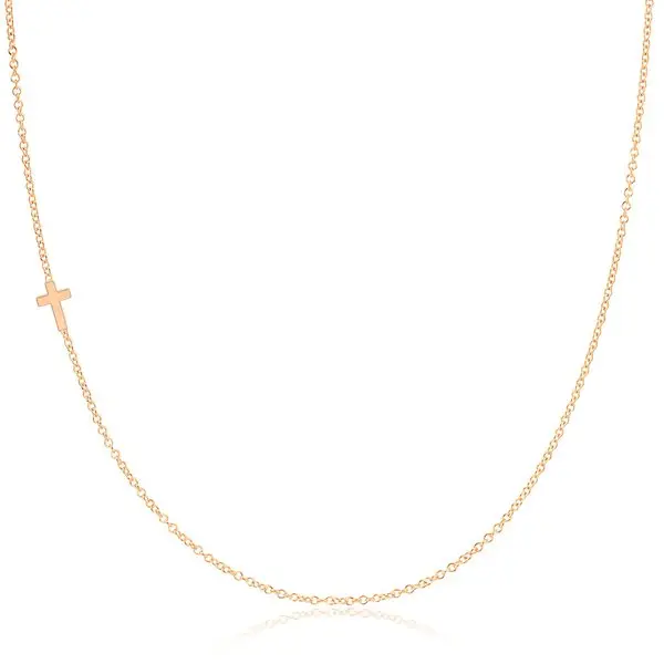 Maya Brenner Designs 14k Gold Asymmetrical Charm Cross Necklace - Rose Gold