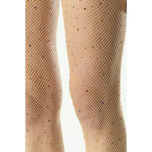 SONGS OF SIREN Crystals Fishnet Tights - Brown