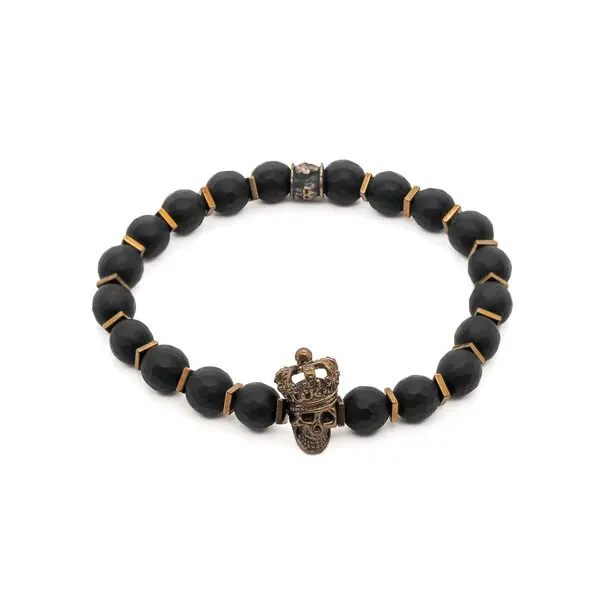 EBRU JEWELRY King Skull Beaded Bracelet - Gold/black