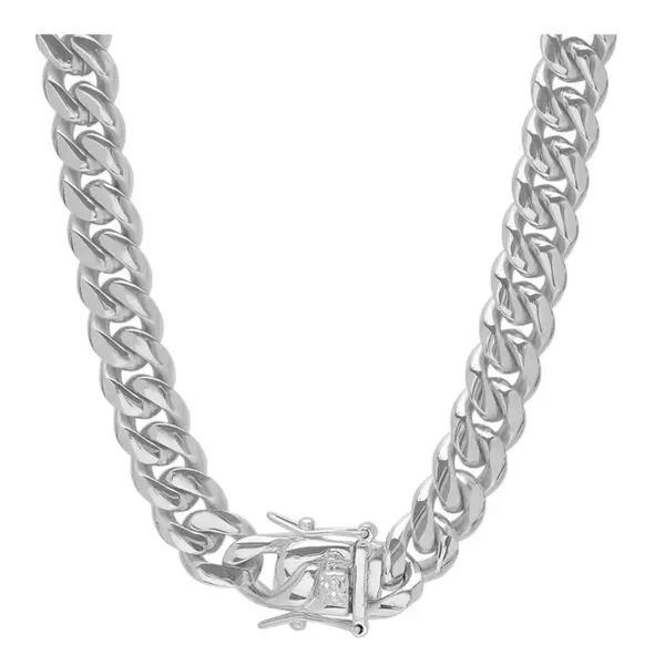 STEELTIME Stainless Steel 12mm Miami Cuban Link Necklace - Silver