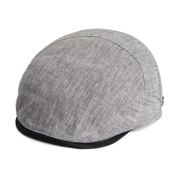 DASMARCA HATS Logan Linen Fitted Cap With Leather Peak - Grey