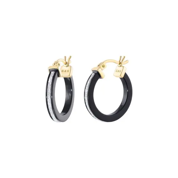 GOLD & HONEY Glitter Hoop Earrings - Black/silver