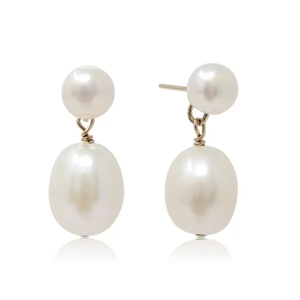 KIRI & BELLE Eloise Pearl Stud Drop Earrings - Gold