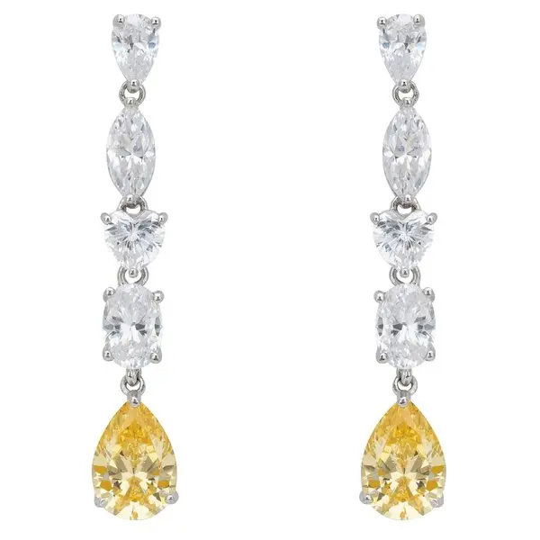 LATELITA Knightley Drop Earrings With Yellow Topaz And Simulated Diamonds In Rhodium-plated Sterling Silver - Silver/white/yellow