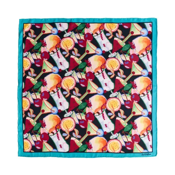 LOST PATTERN Party Time" Silk Bandana Scarf - Purple