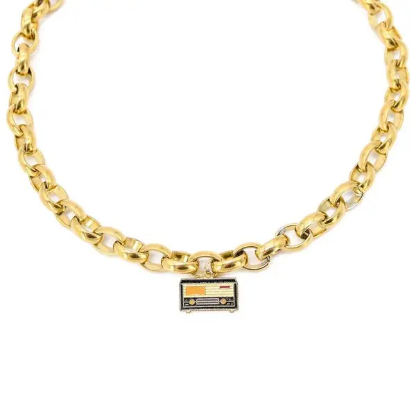ADIBA Retro Radio Pendant Necklace - Gold