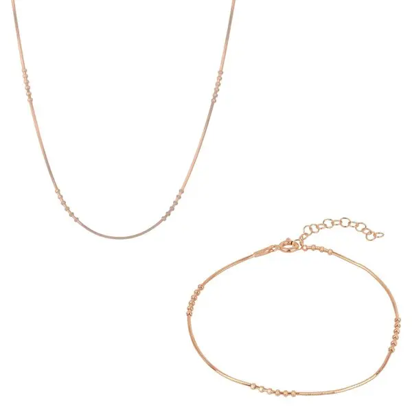 SPERO LONDON Sterling Bracelet & Necklace Set - Rose Gold
