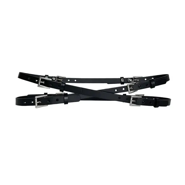 HAUTE CUIR Double Wrap Leather Belt - Black