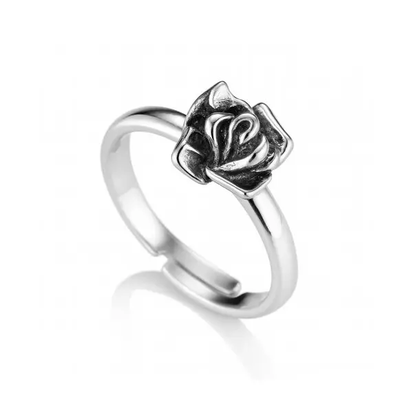 UNALOE Sterling Rose Adjustable Ring - Silver