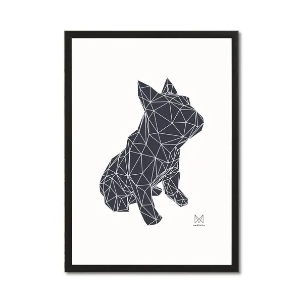 MAROKKA DESIGN French Bulldog Geometric Print Frank On White Background - Black
