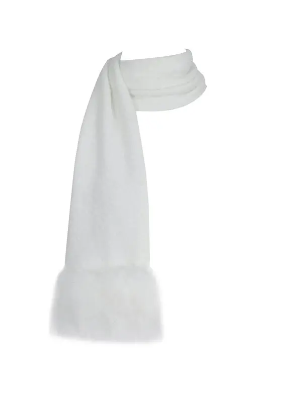 MISS CIRCLE NEW YORK Selma Wool-blend Ribbed Knit Scarf - White