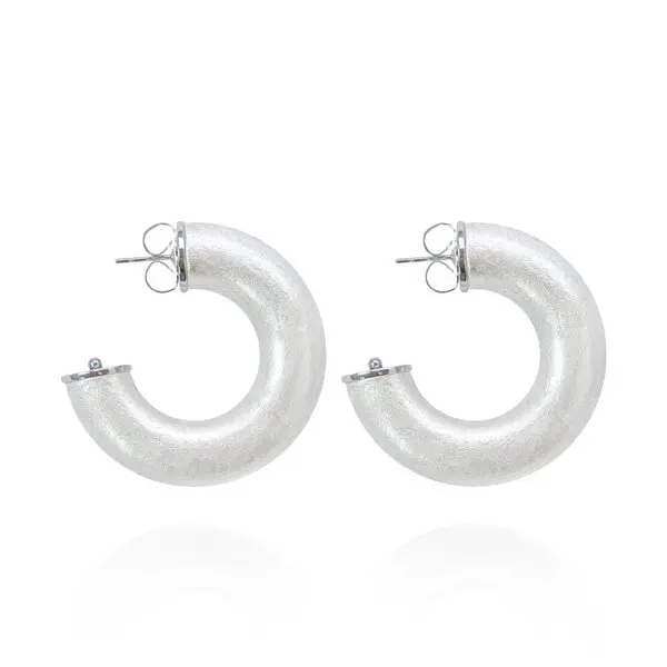 SAULE LABEL Alba Hoops In Frost - Silver