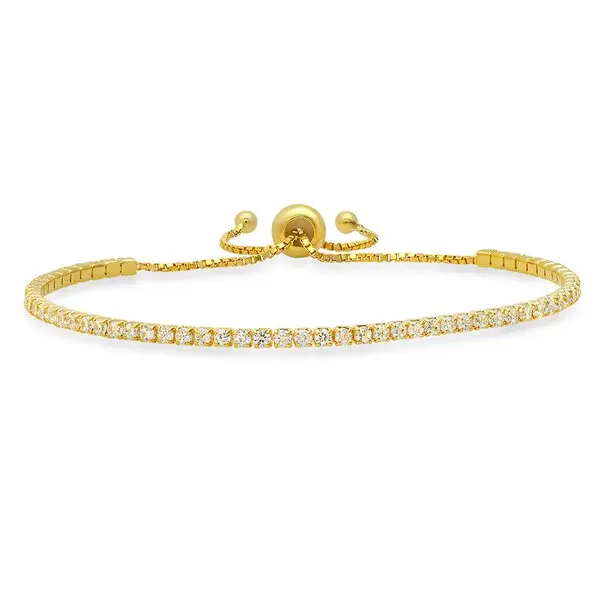 KYLIE HARPER Petite Cz Adjustable Tennis Bracelet - Gold
