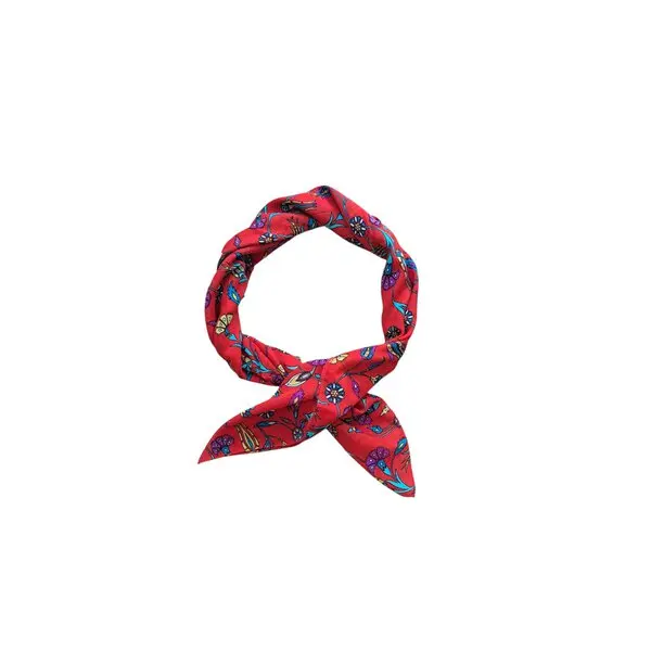 SPRINGMOONATELIER Fire Floral Cotton Scarf – Special Design - Red