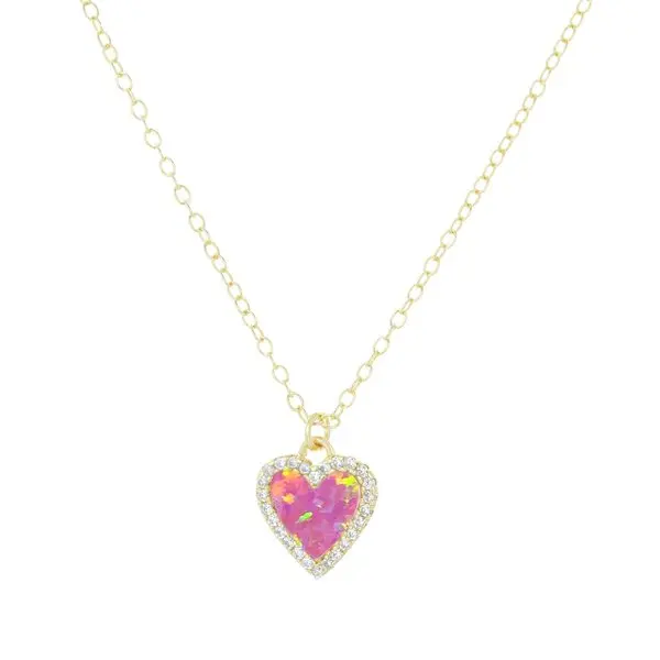 KAMARIA Mini Opal Heart Necklace With Crystals - Pink