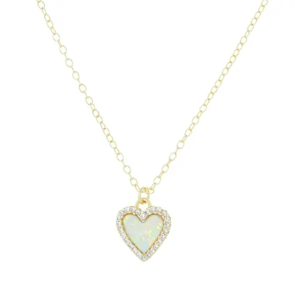 KAMARIA Mini Opal Heart Necklace With Crystals - White