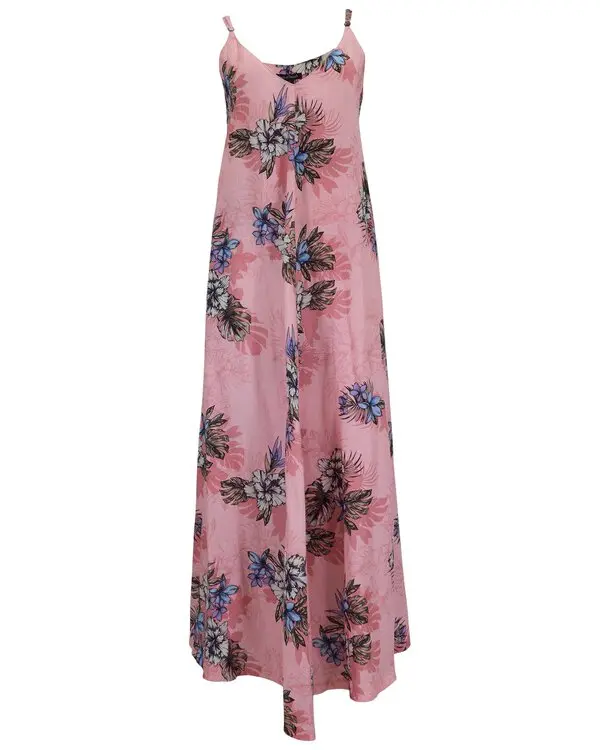 LORDS OF HARLECH Dora Exotic Floral Linen Oversized Dress - Pink