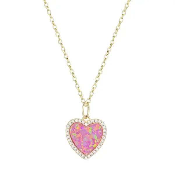 KAMARIA Opal Heart Pendant Necklace - Pink