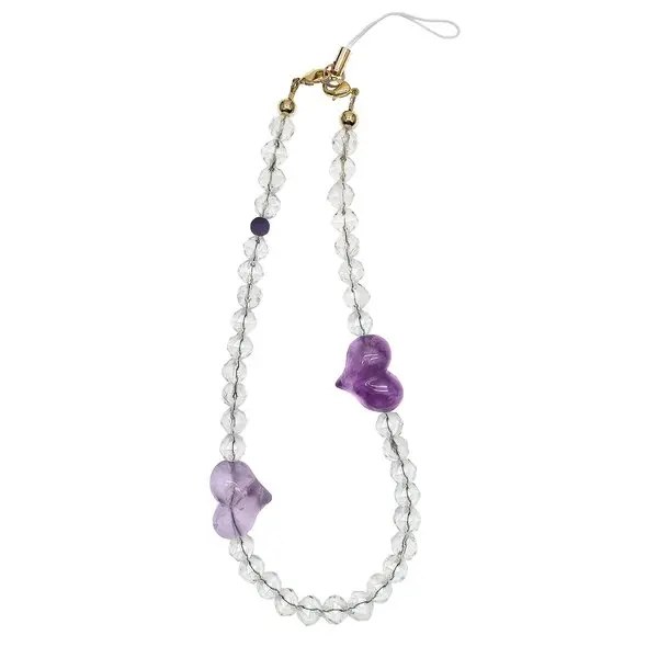 FARRA Heart-shaped Amethyst And White Quartz Attracting Wealth Phone Strap - Purple
