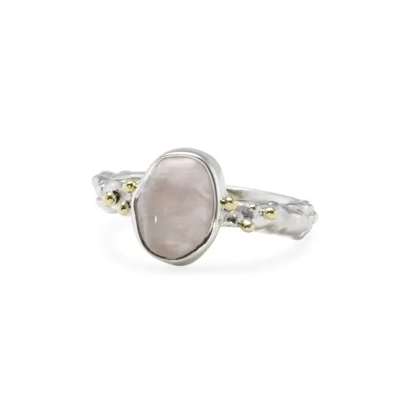 ISLA SILVER Rose Quartz Sterling Silver Ring - Silver/pink