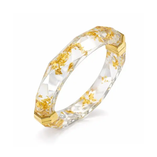GOLD & HONEY 24k Leaf Lucite Bangle - Gold